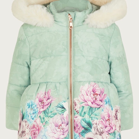 Monsoon | Jackets & Coats | Monsoon Green And Pink Puffer Jacket With ...